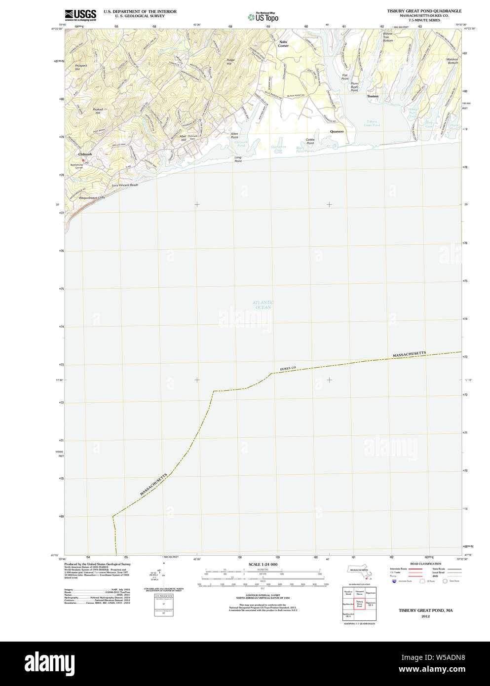 Massachusetts USGS Historical Topo Map MA Tisbury Great Pond 20120522 ...