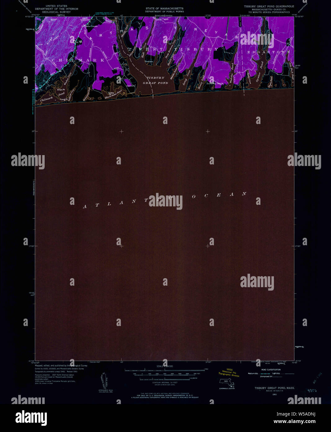 Massachusetts USGS Historical Topo Map MA Tisbury Great Pond 350638 ...