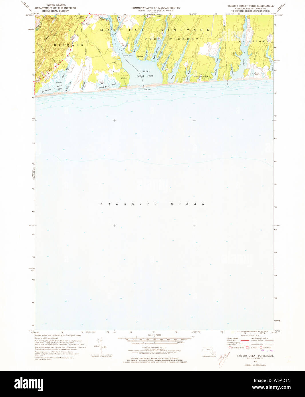 Massachusetts USGS Historical Topo Map MA Tisbury Great Pond 350641 ...