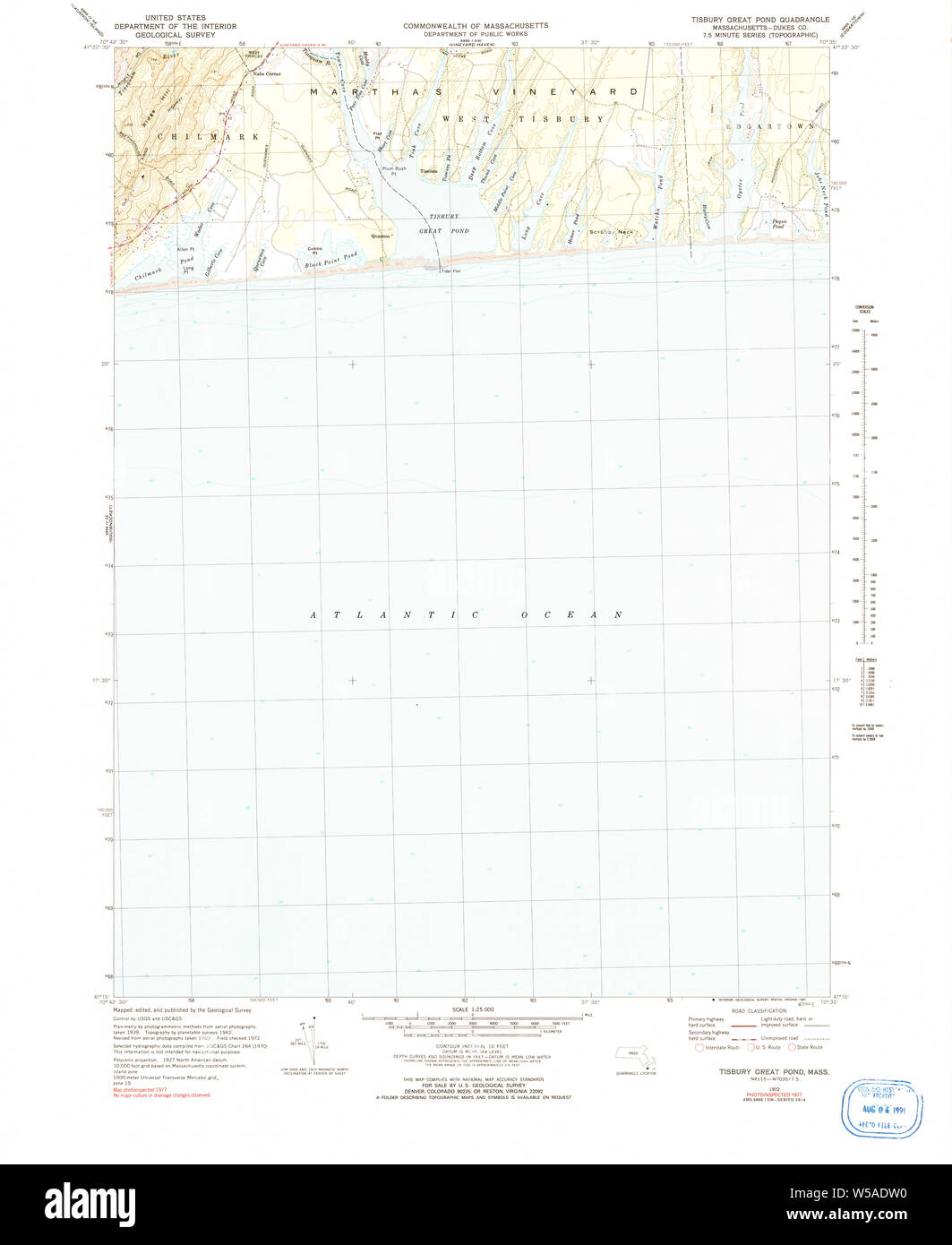Massachusetts USGS Historical Topo Map MA Tisbury Great Pond 351358 ...