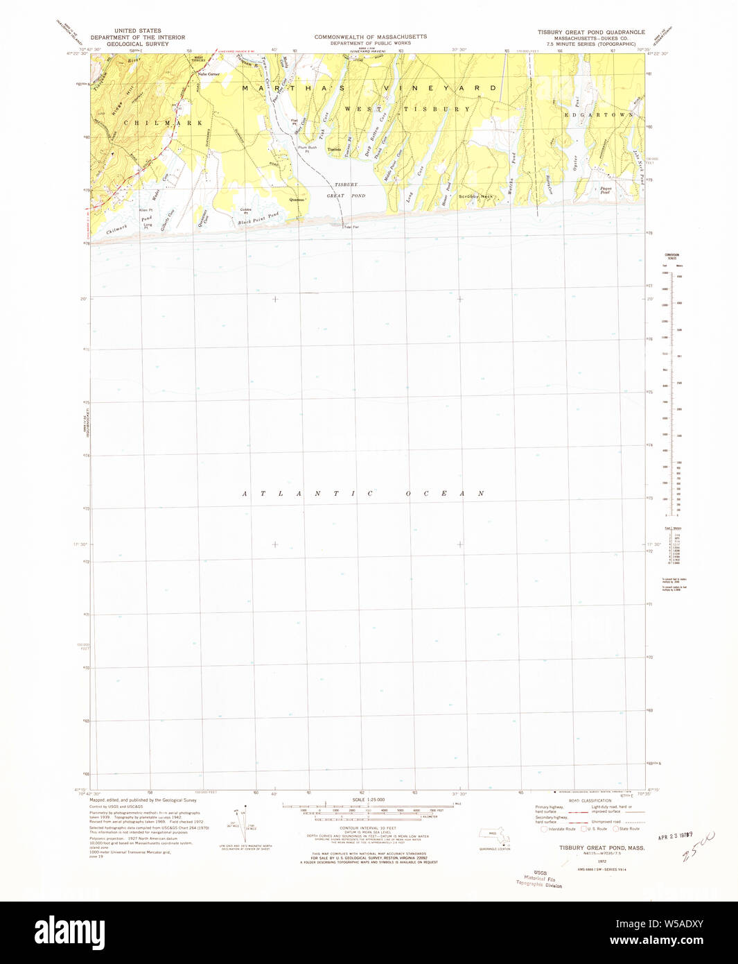 Massachusetts USGS Historical Topo Map MA Tisbury Great Pond 351361 ...