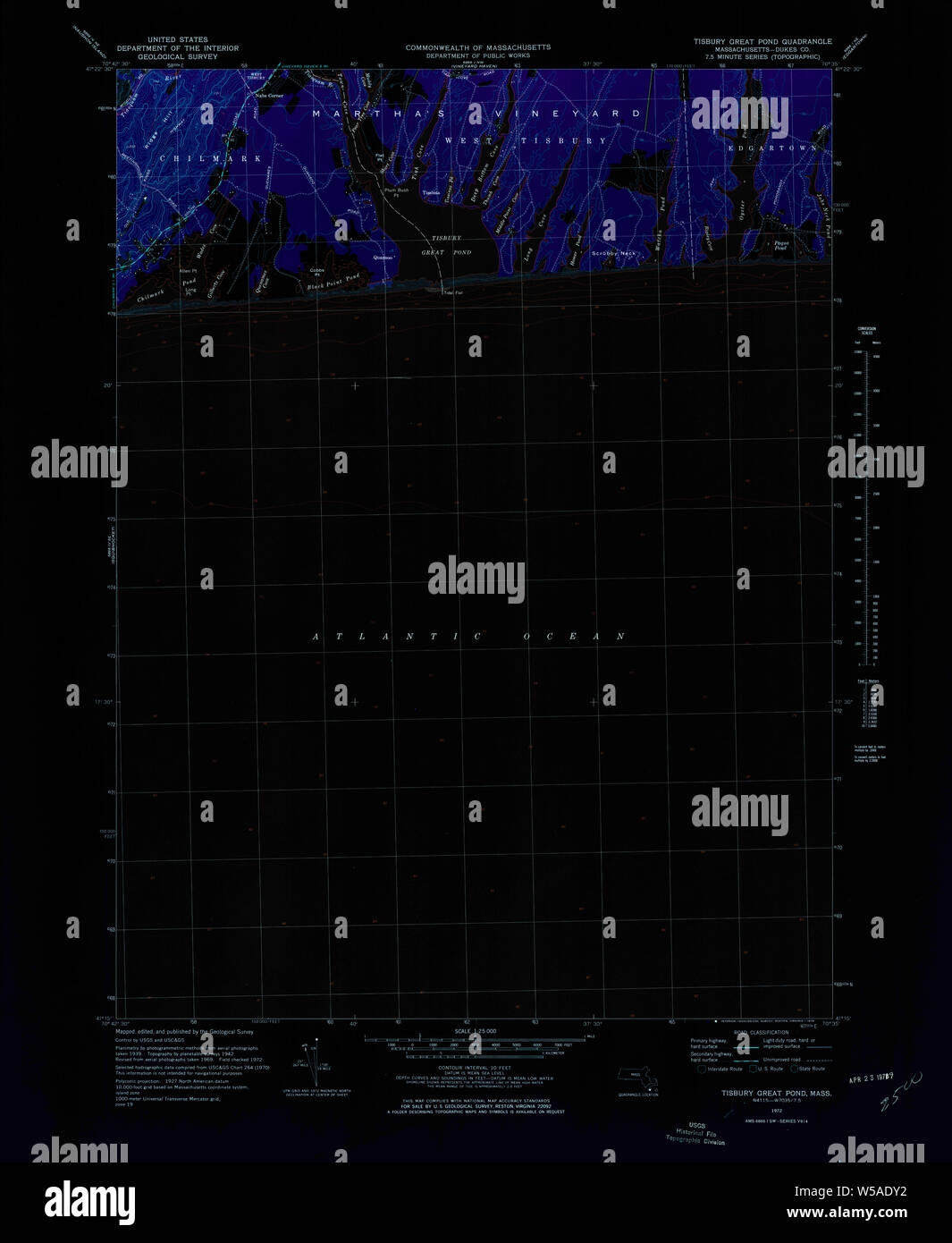 Massachusetts USGS Historical Topo Map MA Tisbury Great Pond 351361 ...