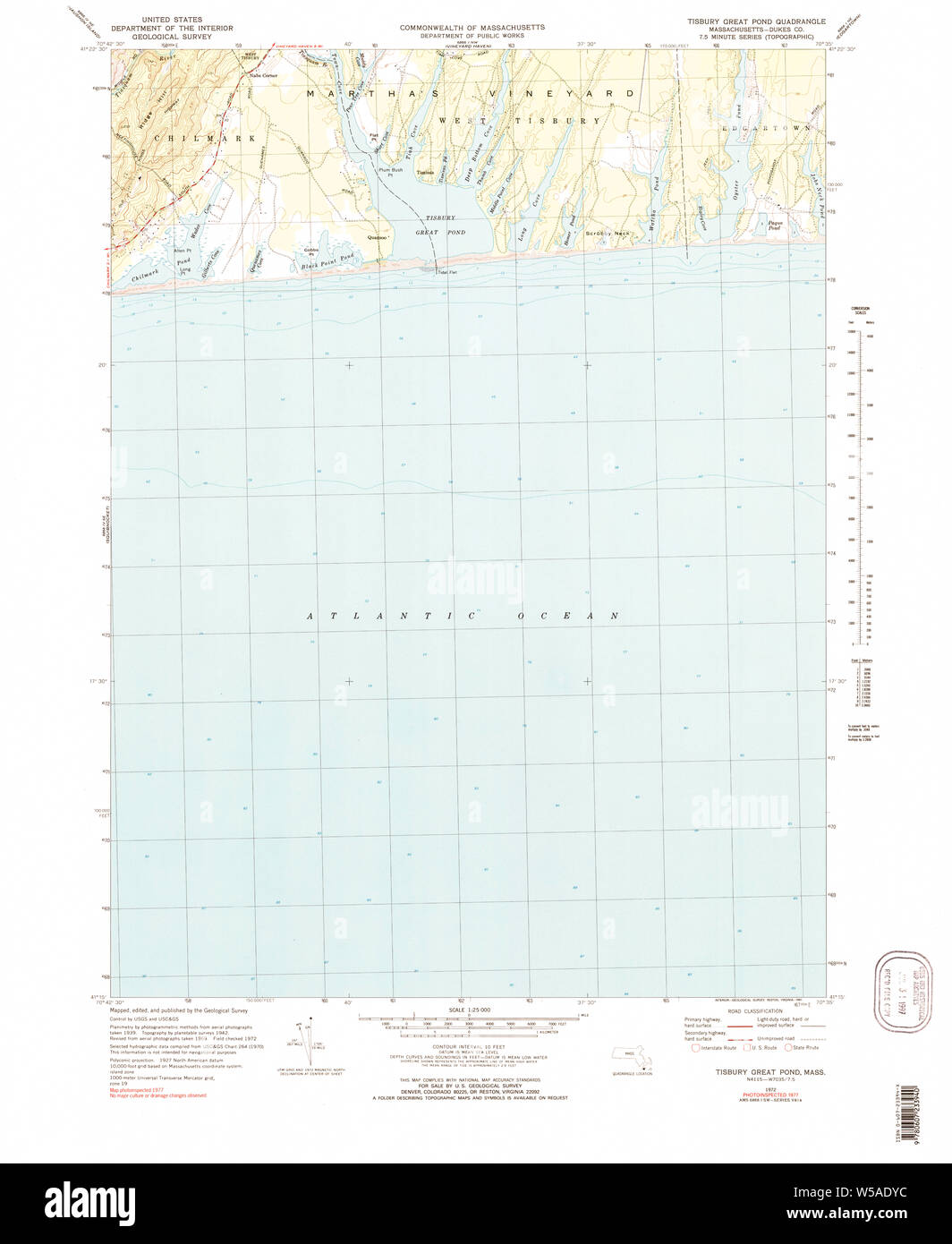 Massachusetts USGS Historical Topo Map MA Tisbury Great Pond 351360 ...