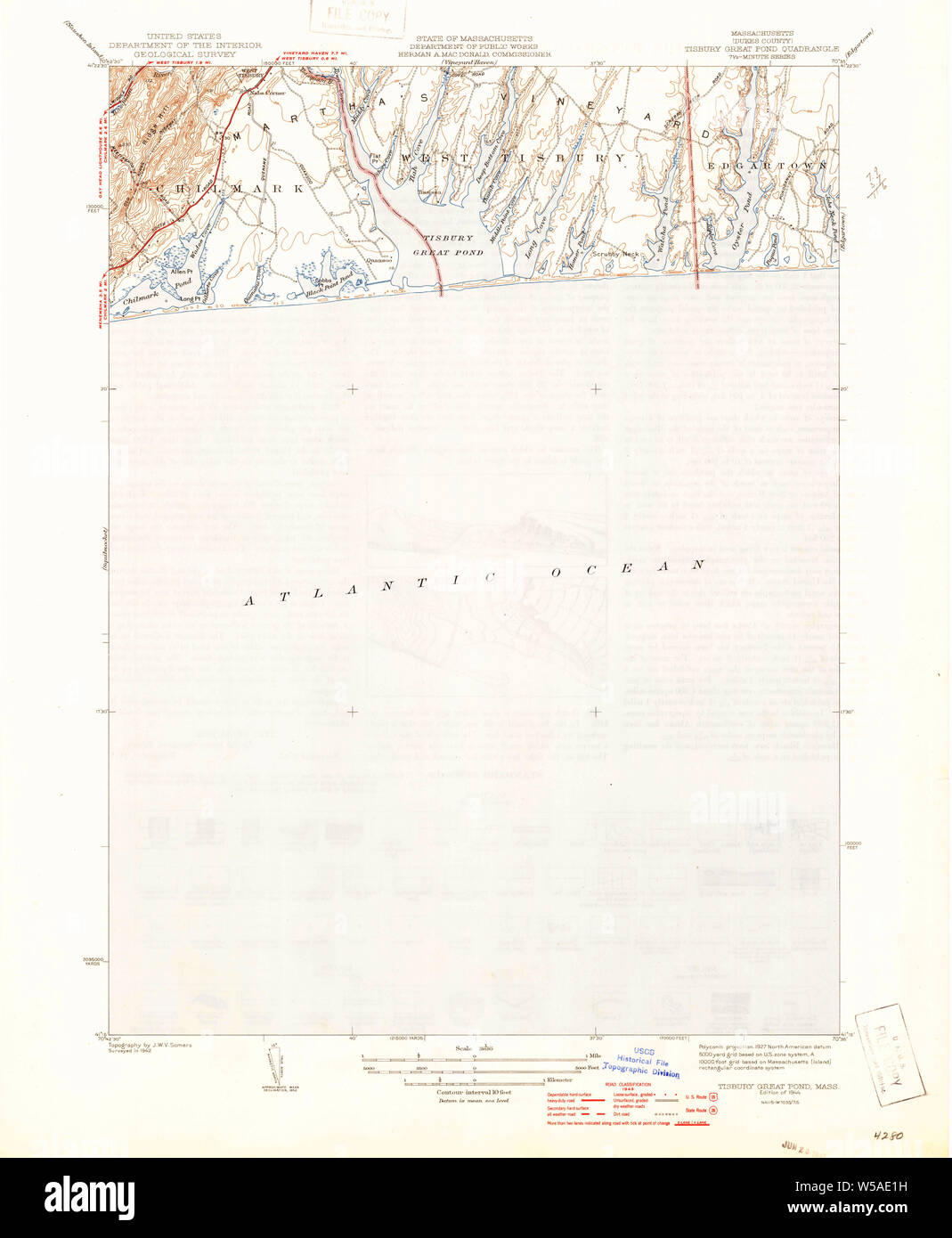Massachusetts USGS Historical Topo Map MA Tisbury Great Pond 352249 ...