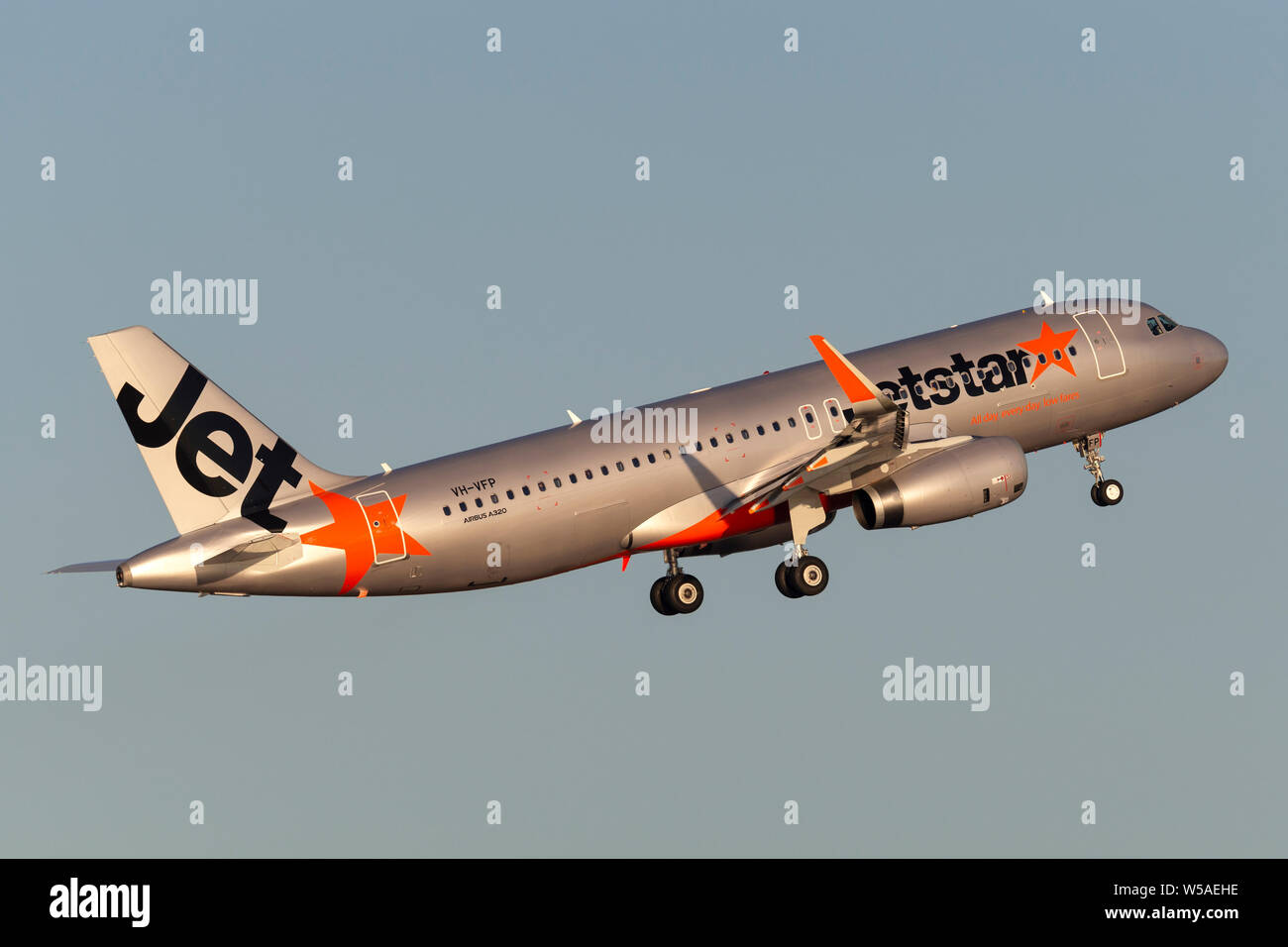 Jetstar Airways Airbus A320 twin engine passenger aircraft takes off ...