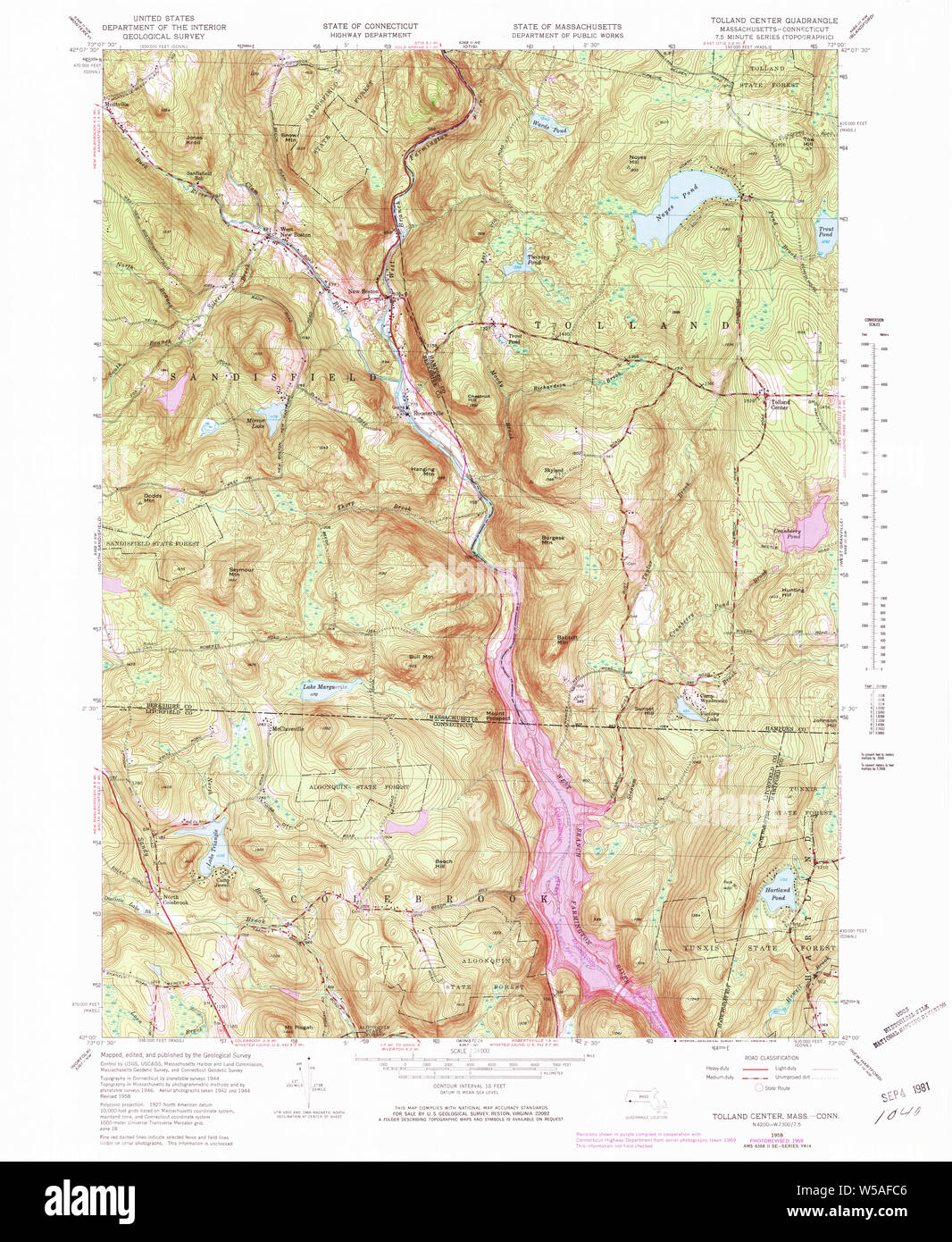 Massachusetts USGS Historical Topo Map MA Tolland Center 350647 1958 ...