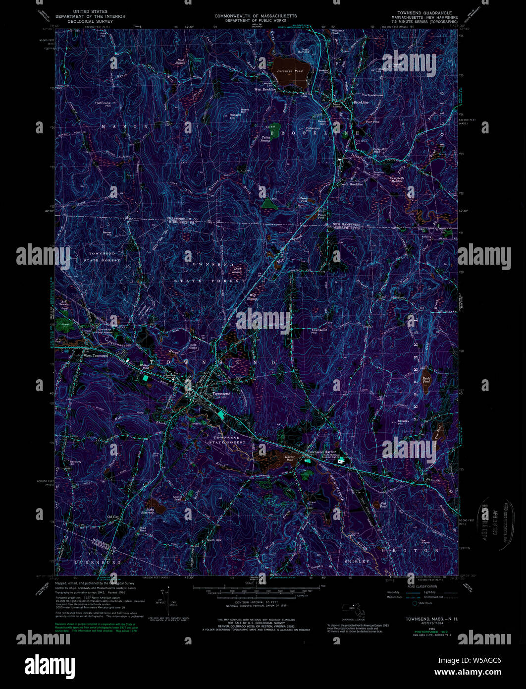 Massachusetts USGS Historical Topo Map MA Townsend 350648 1965 24000 ...
