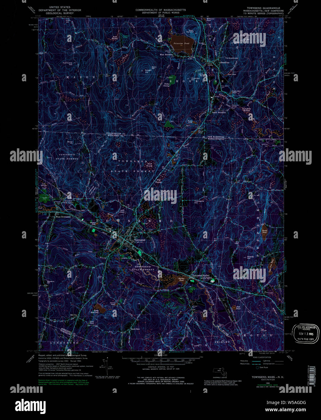 Massachusetts USGS Historical Topo Map MA Townsend 350649 1965 24000 ...