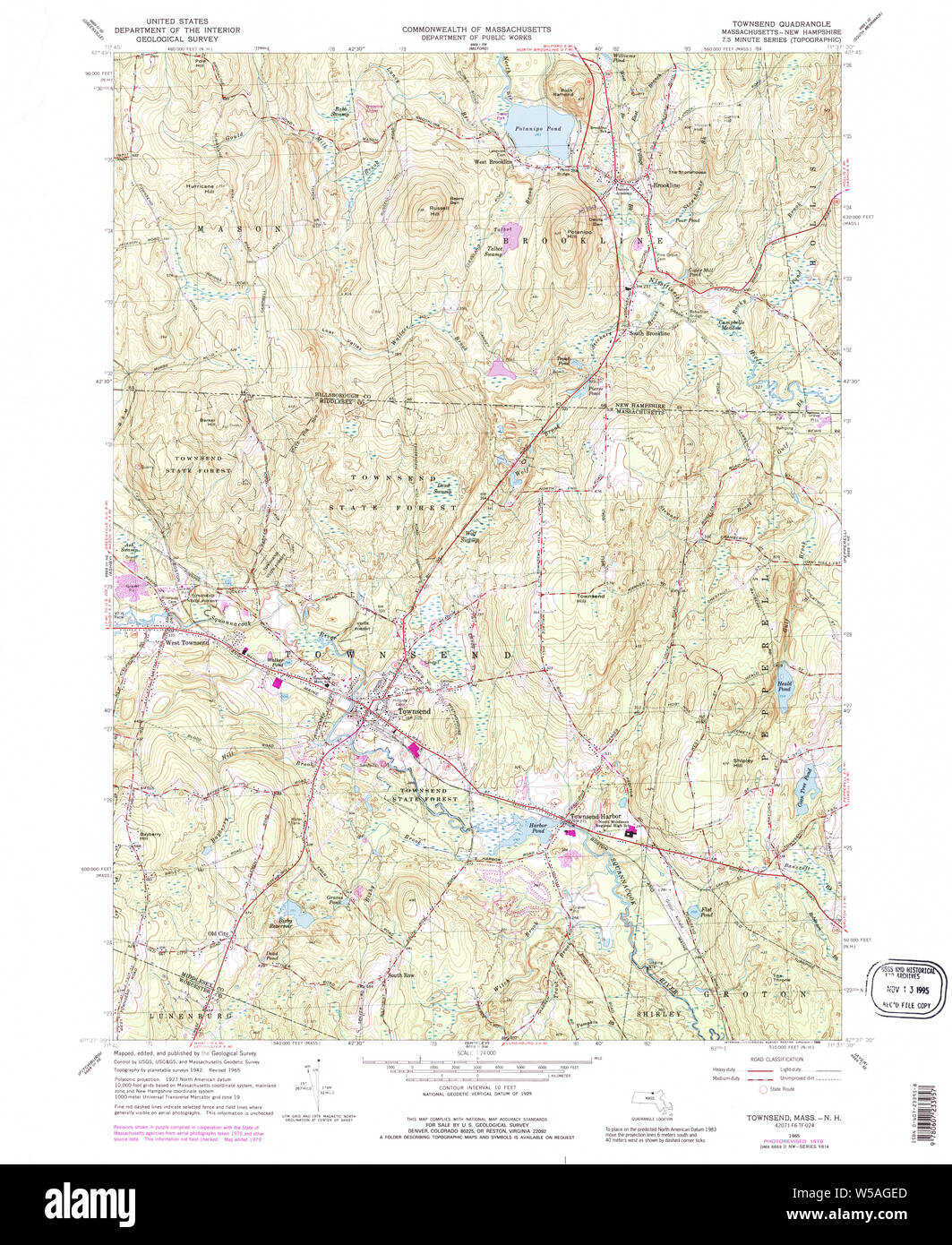 Massachusetts USGS Historical Topo Map MA Townsend 350649 1965 24000 ...
