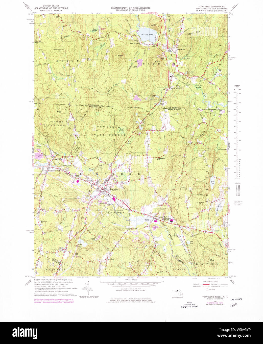 Massachusetts USGS Historical Topo Map MA Townsend 351370 1965 25000 ...