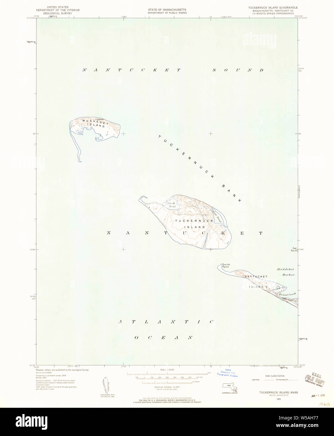 Massachusetts USGS Historical Topo Map MA Tuckernuck Island 350652 1951 ...