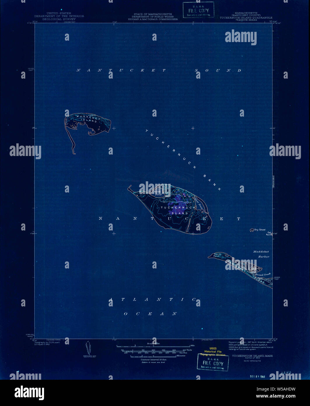 Massachusetts USGS Historical Topo Map MA Tuckernuck Island 352263 1944 ...