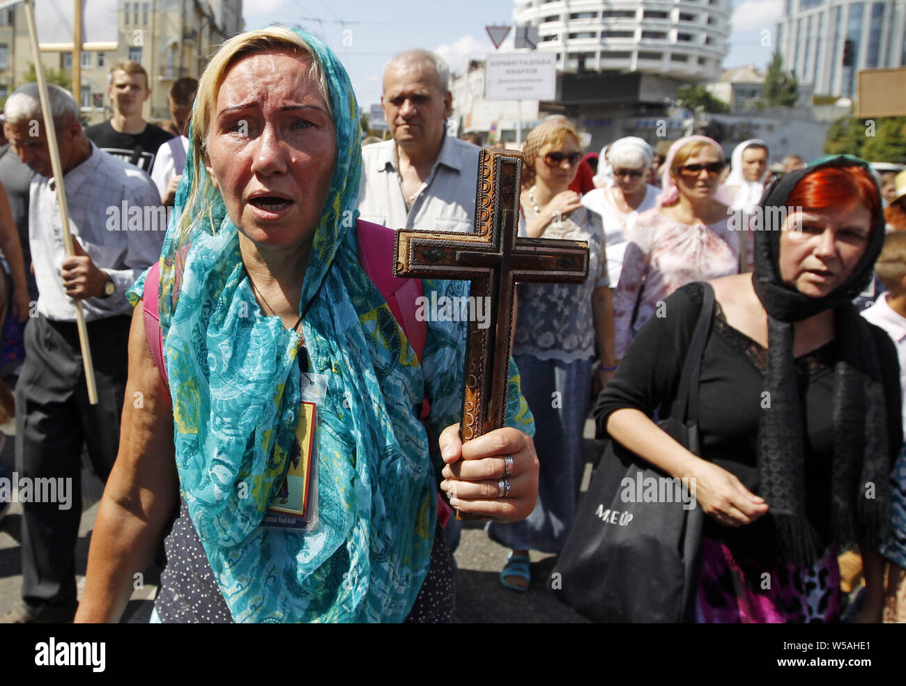 July 27, 2019, Kiev, Ukraine: Ukrainian Orthodox believers, priests ...