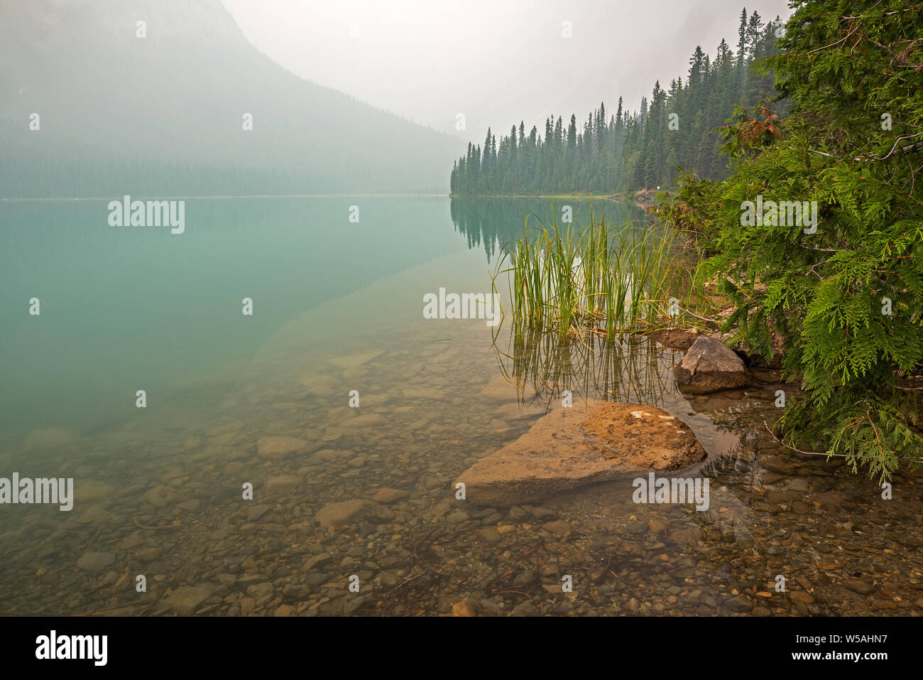 Forest Fire Smoke at Emerald Lake in Yoho National Park, British ...