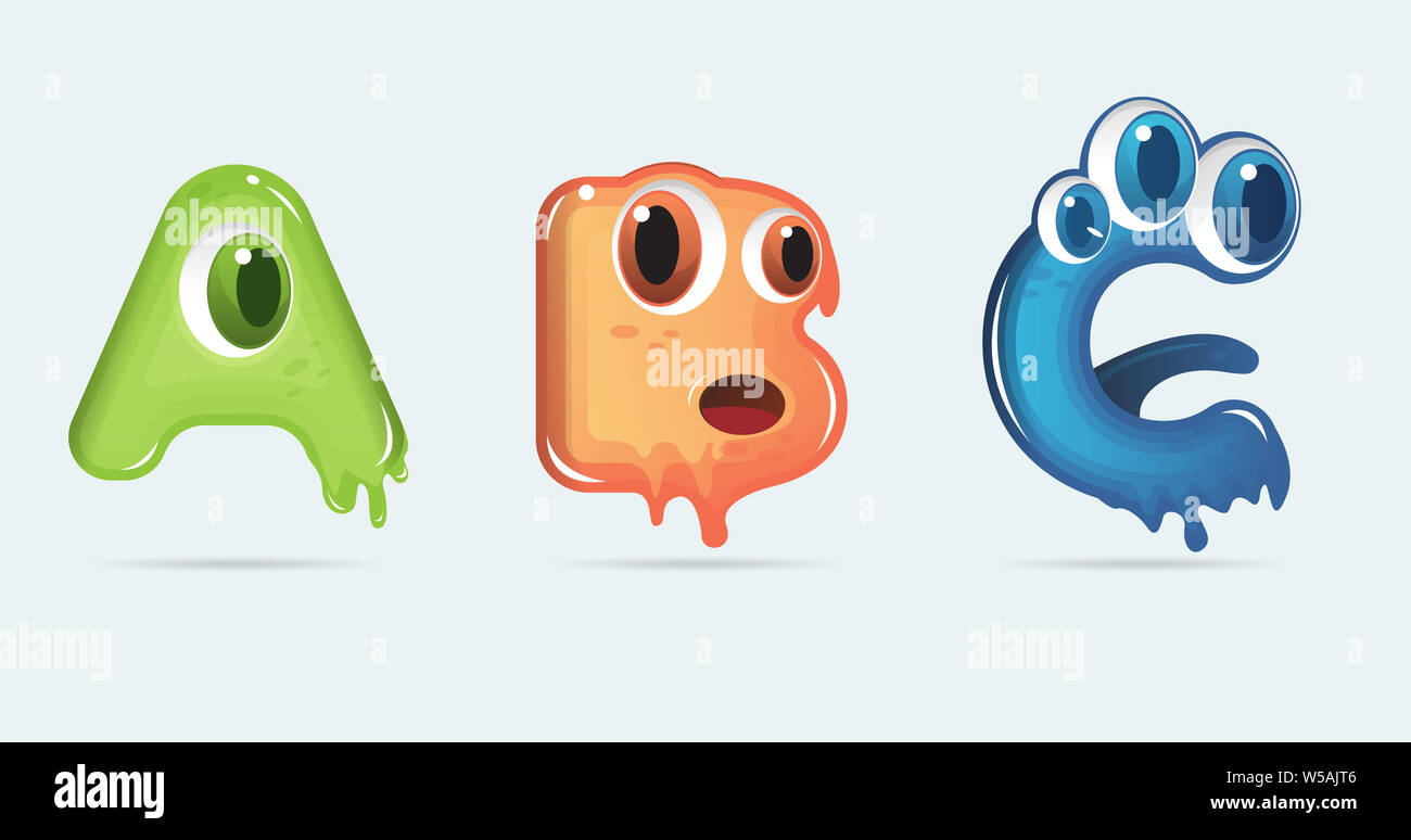 ABC funny monster cartoon letters. Vector illustration. Monsters ...