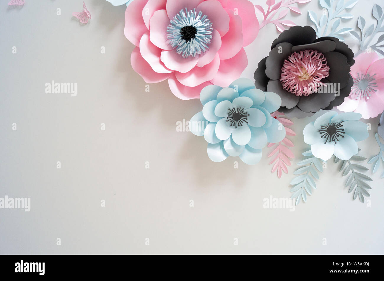 flowers from paper multi-colored in pastel colors background Stock ...