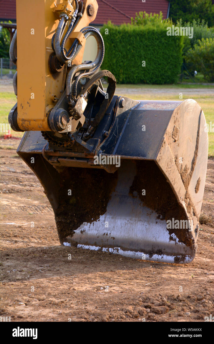 excavator bucket macro shot, dredger bucket close-up view of excavator ...