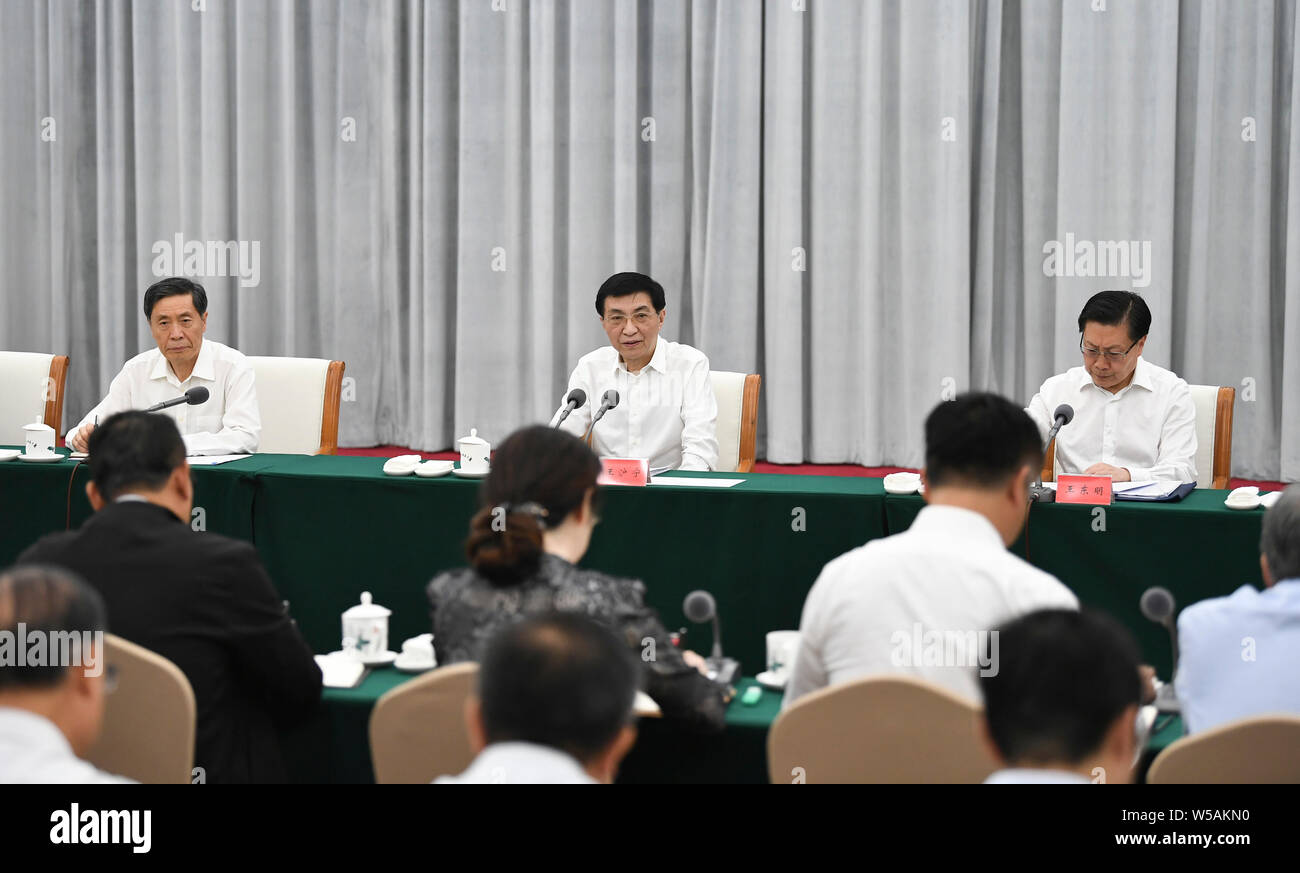 Beijing, China. 27th July, 2019. Wang Huning, a member of the Standing ...
