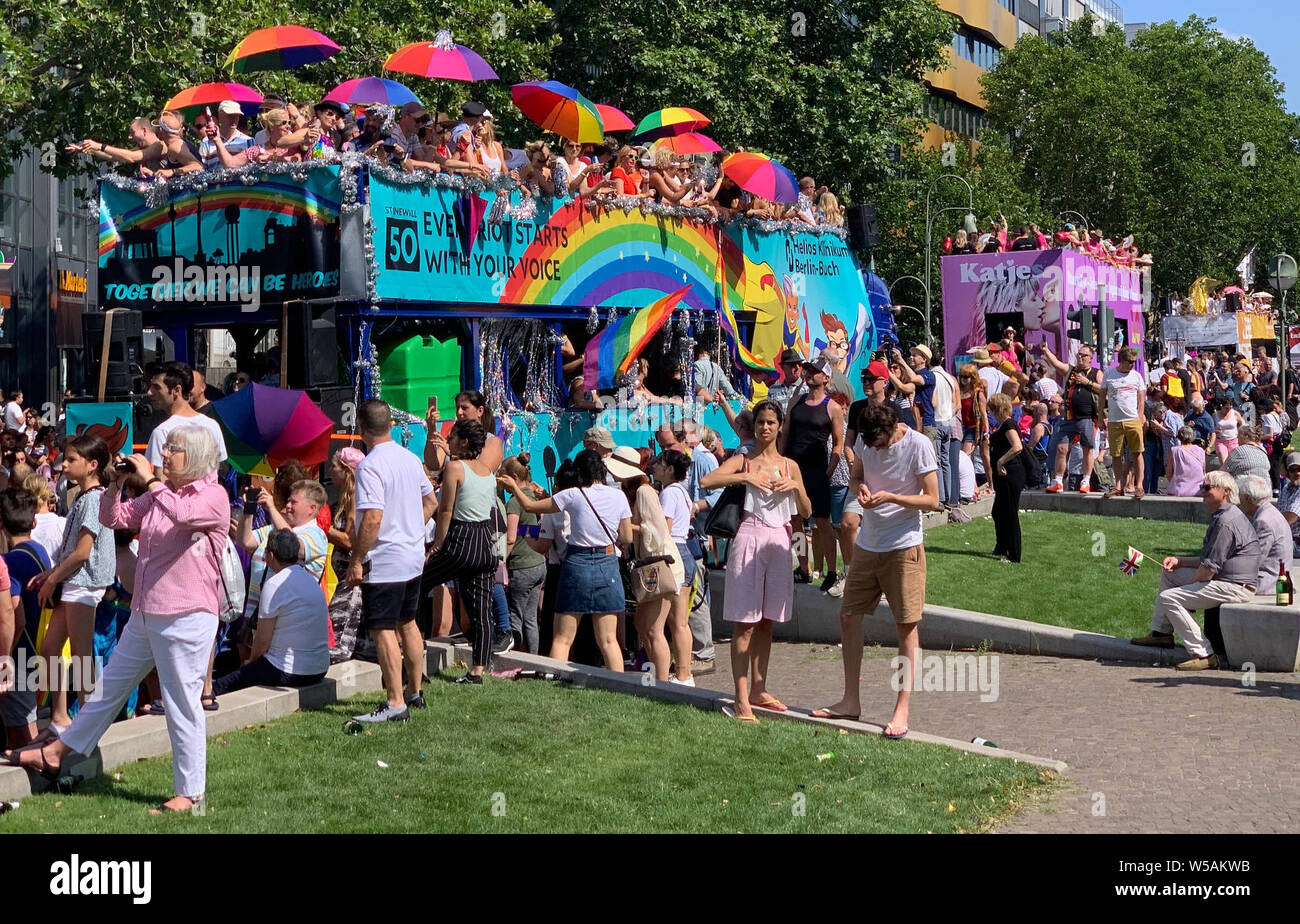 Berlin, Germany. 27th July, 2019. A truck decorated with the motto of ...