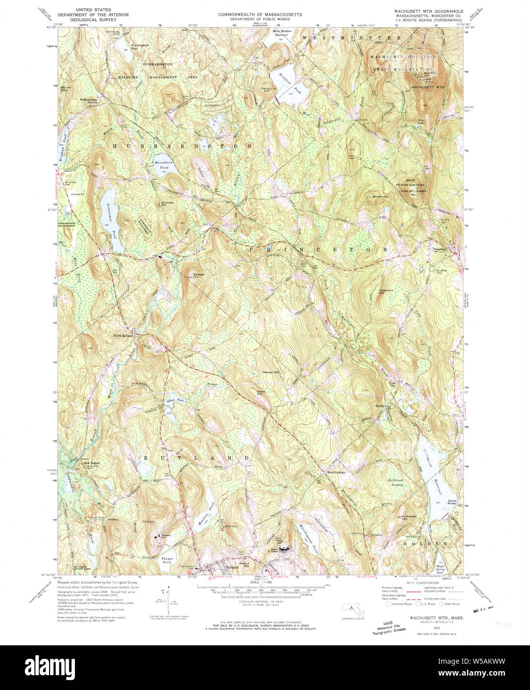 Massachusetts USGS Historical Topo Map MA Wachusett Mtn 350668 1972 ...