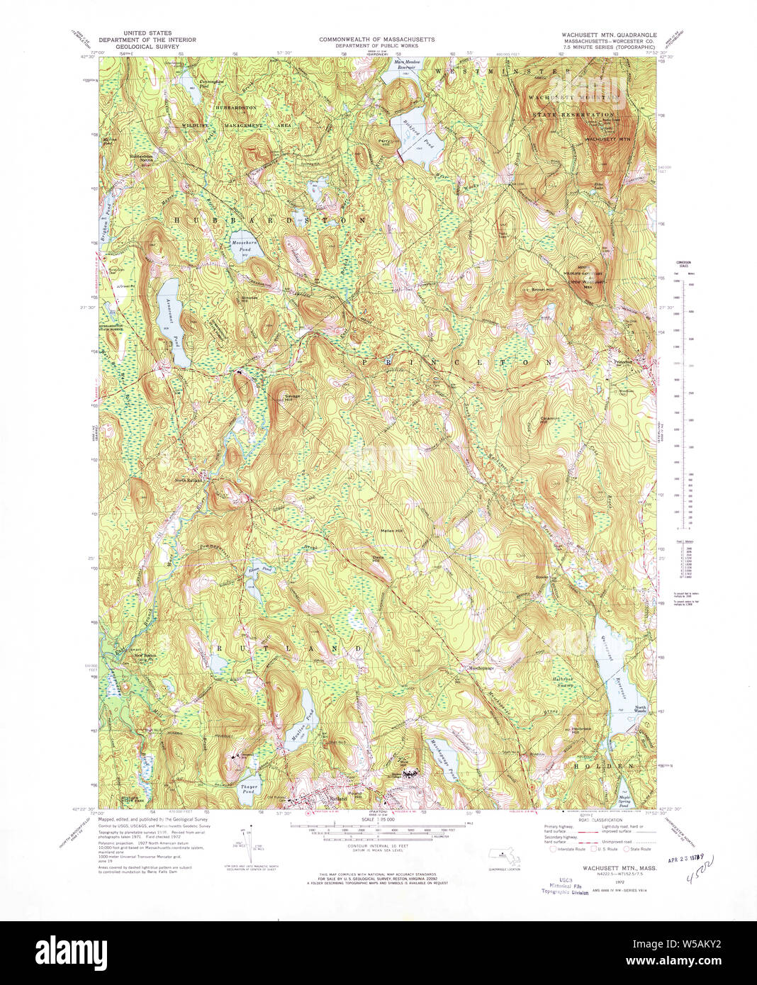 Massachusetts USGS Historical Topo Map MA Wachusett Mtn 351382 1972 ...