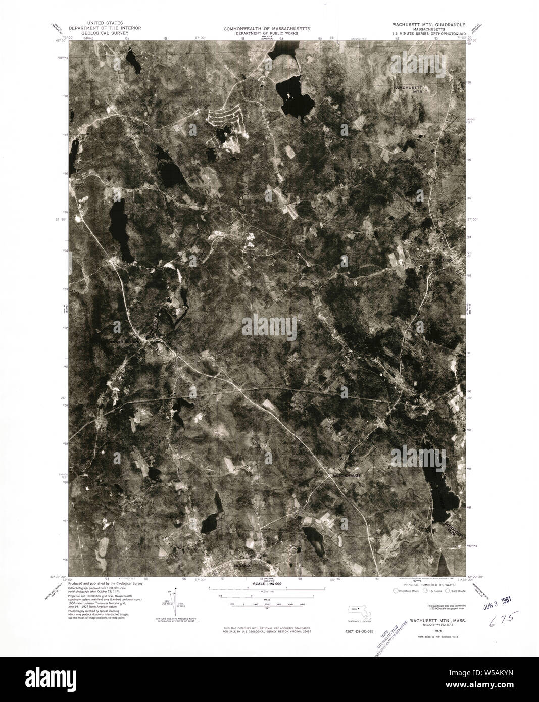 Massachusetts USGS Historical Topo Map MA Wachusett Mtn 351383 1975 ...