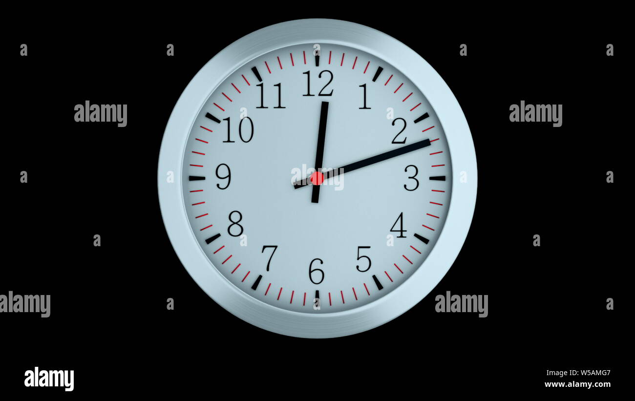 3d simple clock with hour, second and minute arrows is in space ...