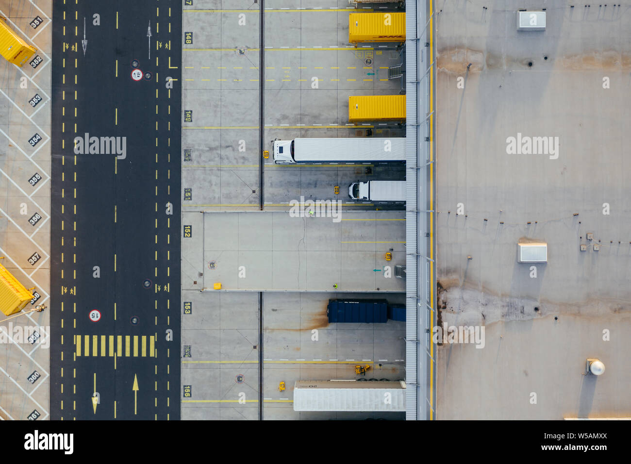 Aerial view of the distribution center, drone photography of the ...