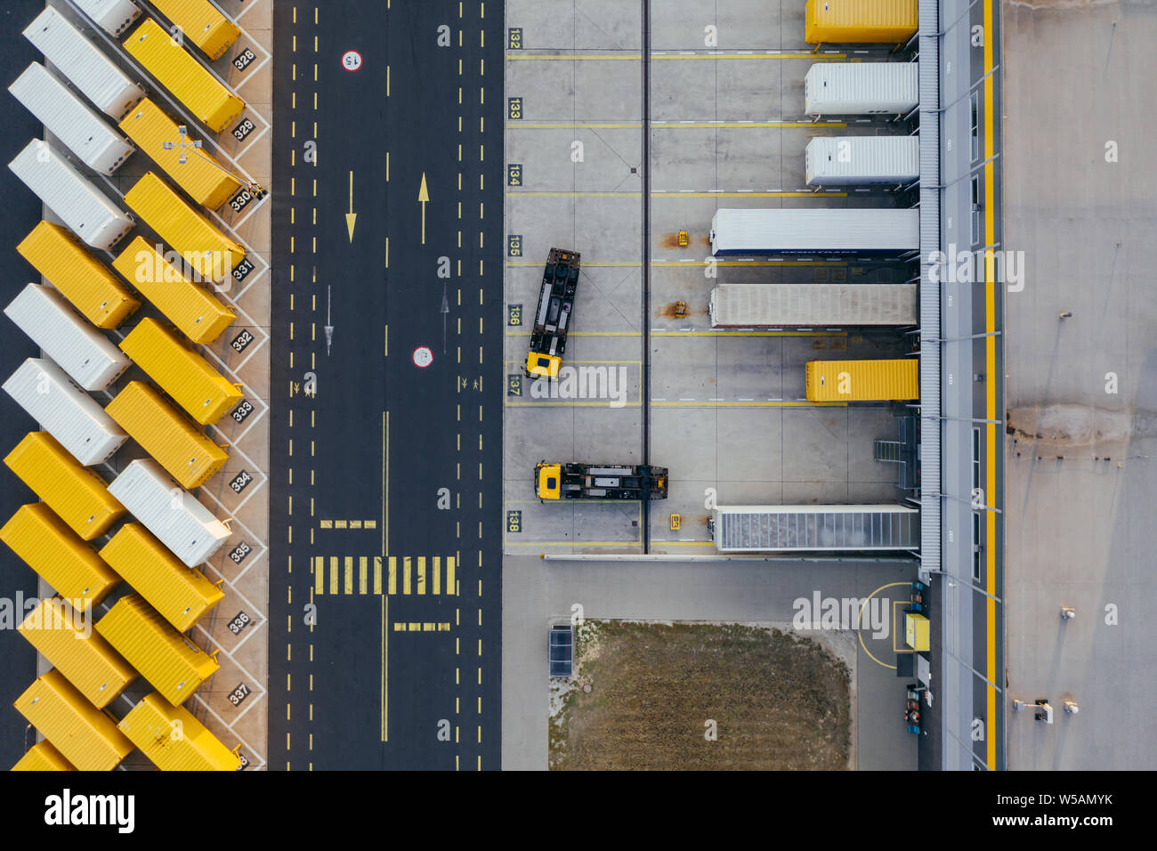 Aerial view of the distribution center, drone photography of the ...