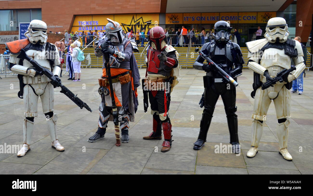 Attendees at the MCM Comic Con pop culture convention in Manchester, uk ...