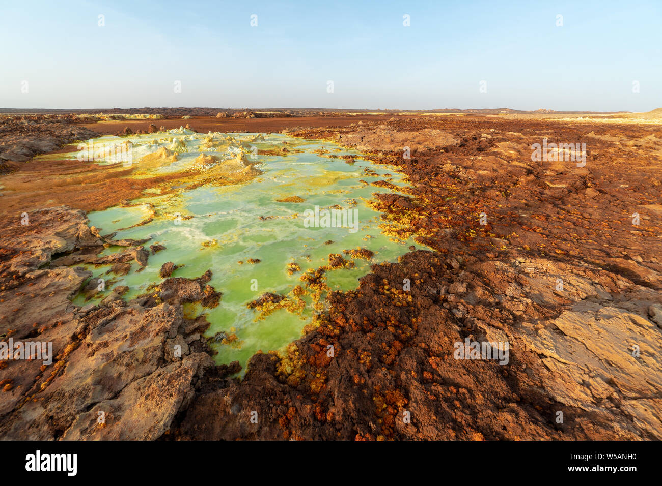 Sunset at Dalol in the Danakil Dessert, Ethiopia. One of the hottest ...