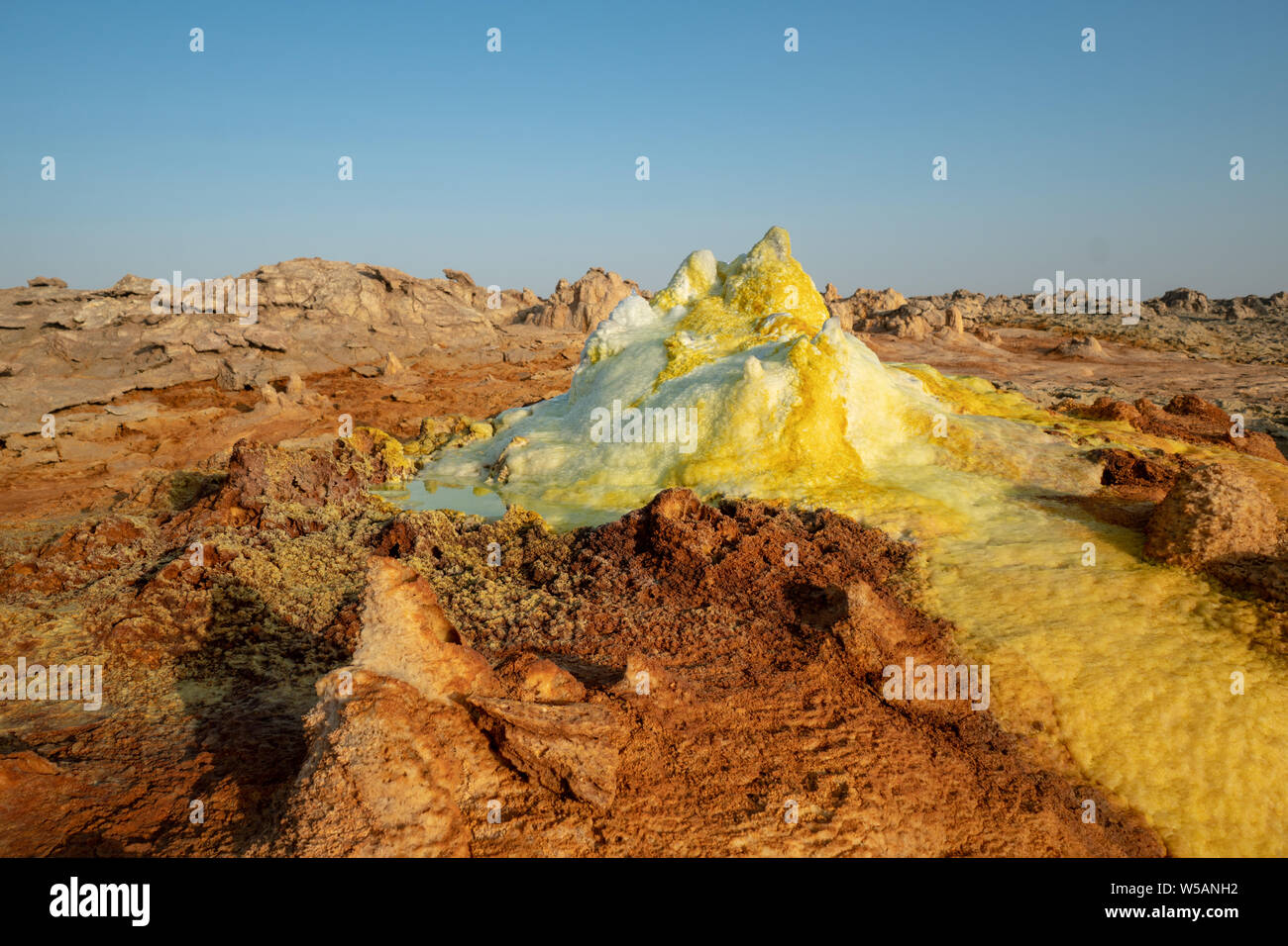 Sunset at Dalol in the Danakil Dessert, Ethiopia. One of the hottest ...