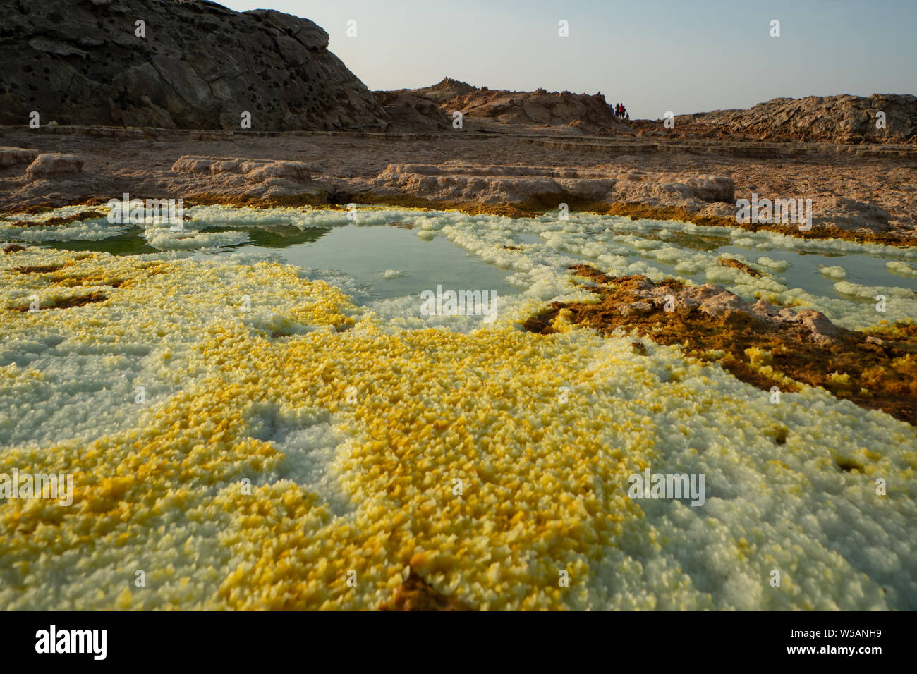 Sunset at Dalol in the Danakil Dessert, Ethiopia. One of the hottest ...