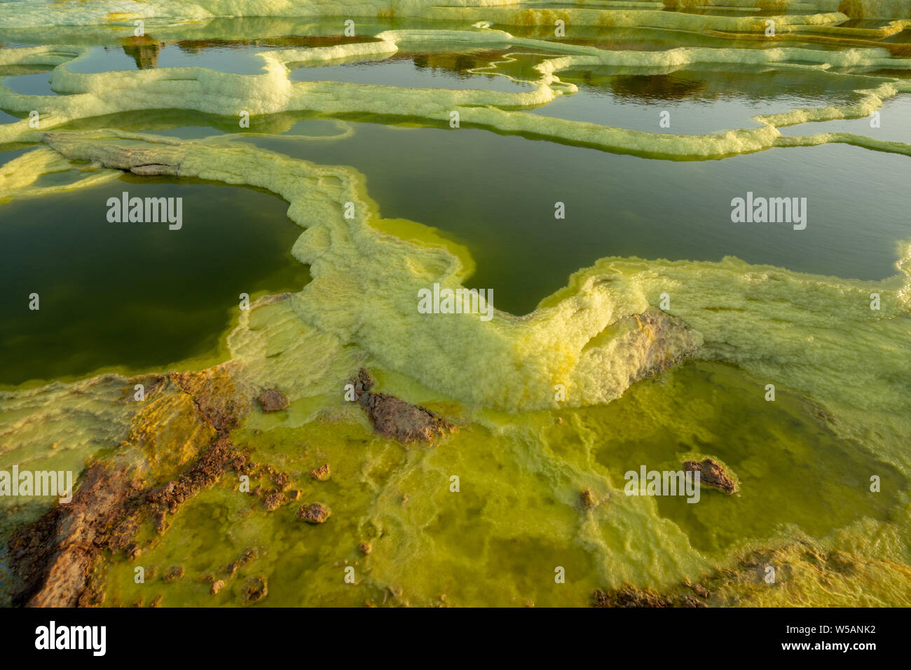 Sunset at Dalol in the Danakil Dessert, Ethiopia. One of the hottest ...