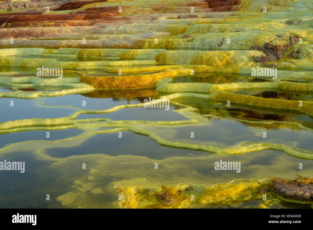 Sunset at Dalol in the Danakil Dessert, Ethiopia. One of the hottest ...