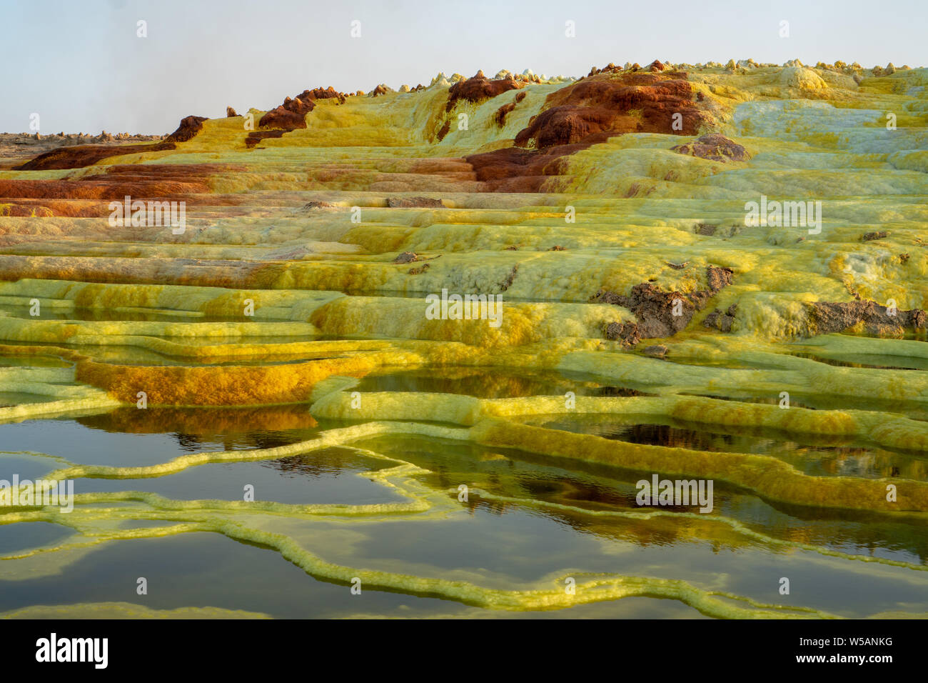 Sunset at Dalol in the Danakil Dessert, Ethiopia. One of the hottest ...