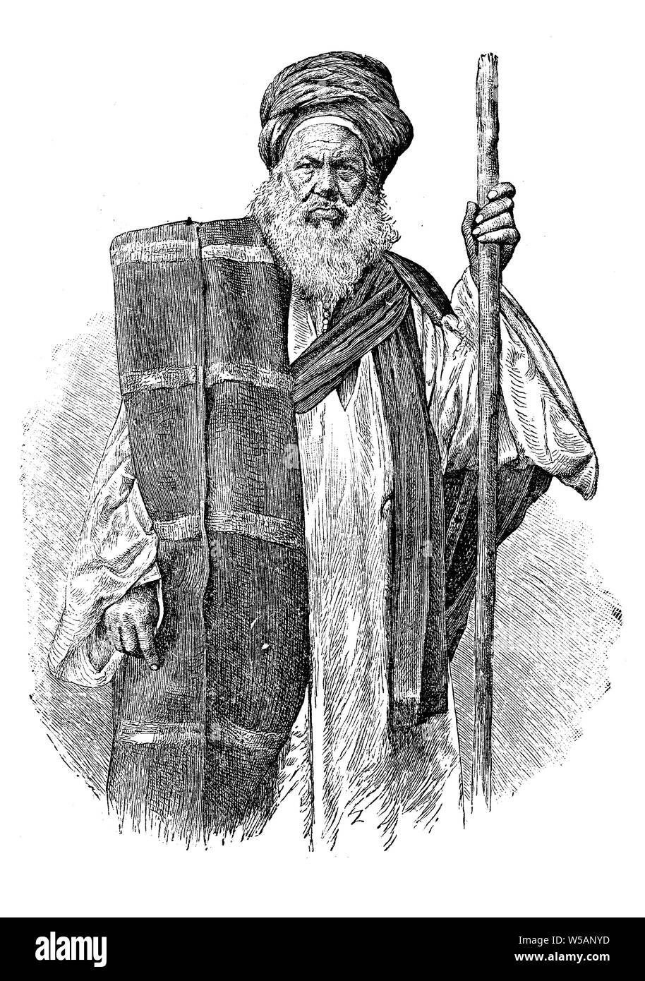 Vintage portrait of old Egyptian arab, ethnic group native to Egypt in ...