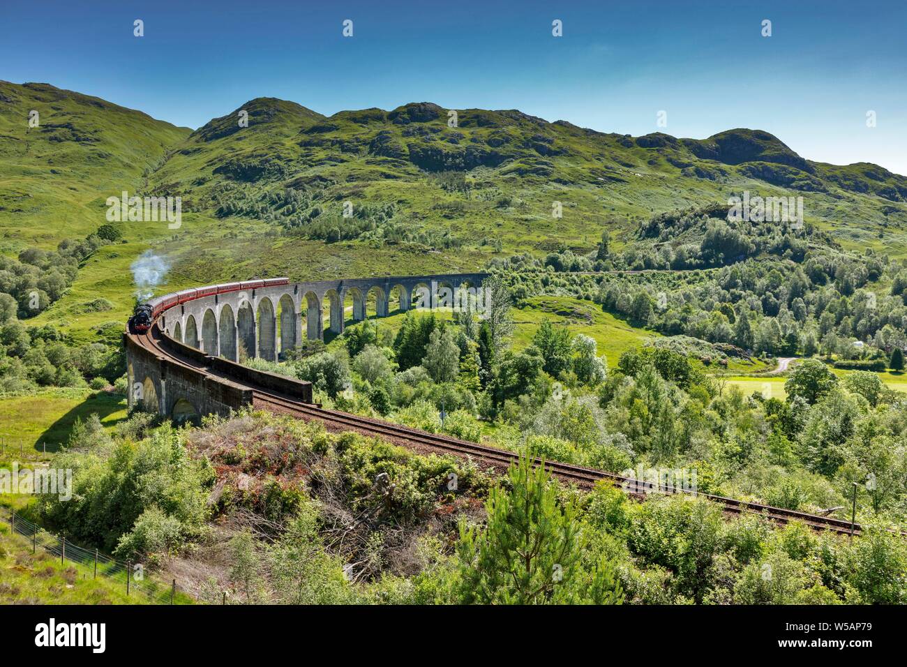 Glenfinnan viaduct from the Harry Potter films with historic train ...
