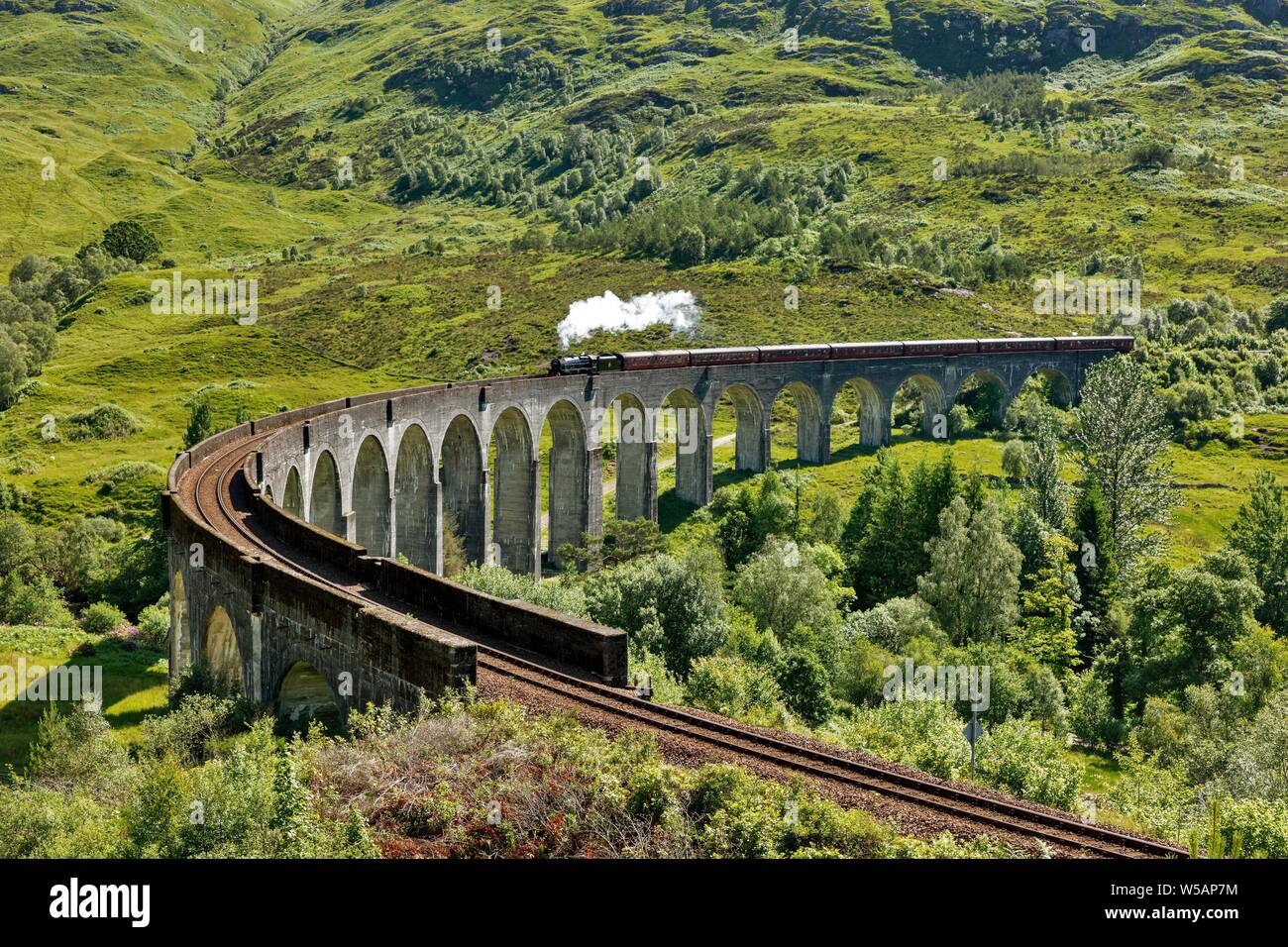 Glenfinnan viaduct from the Harry Potter films with historic train ...