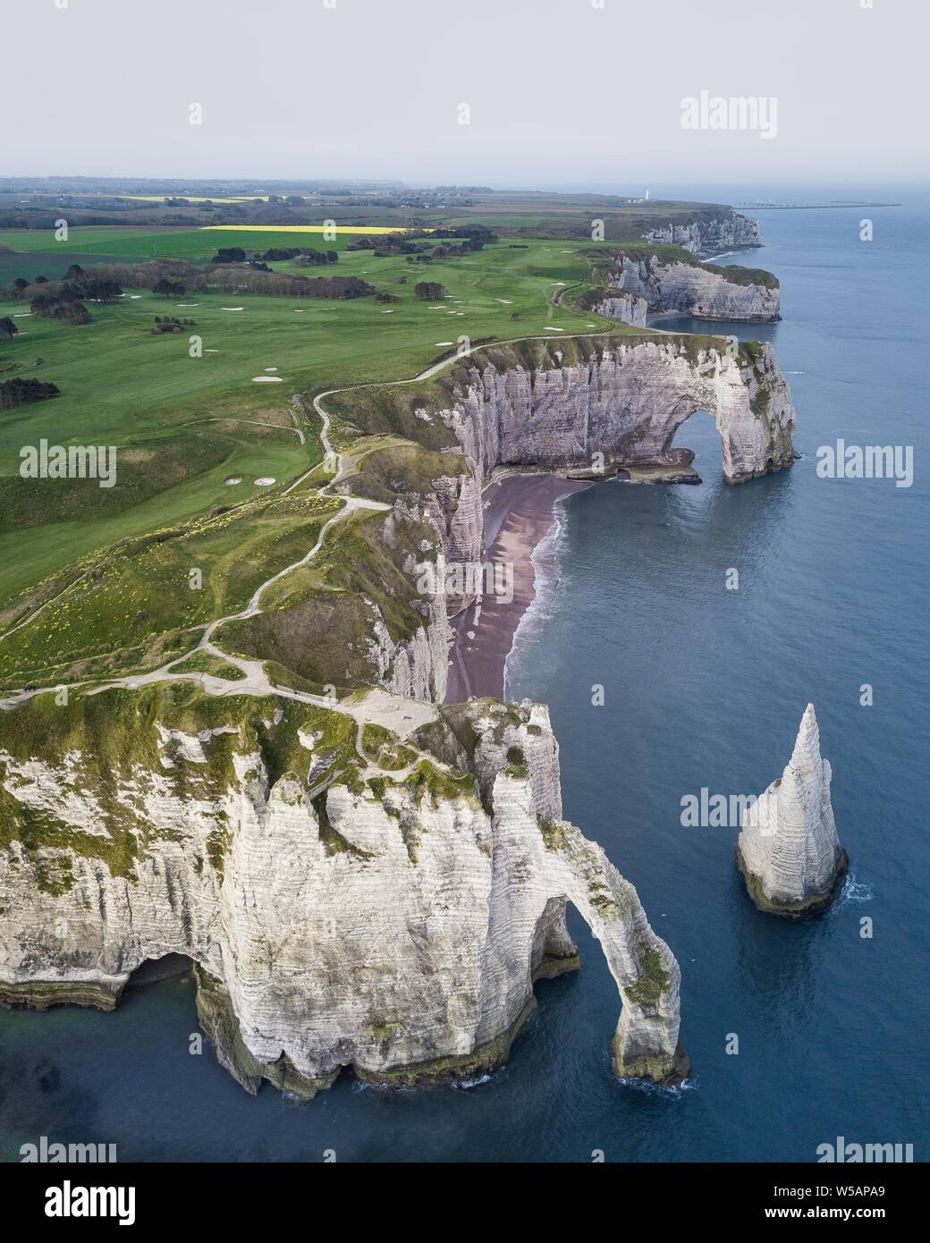 Cliffs of Etretat, aerial view, Normandy, France Stock Photo - Alamy