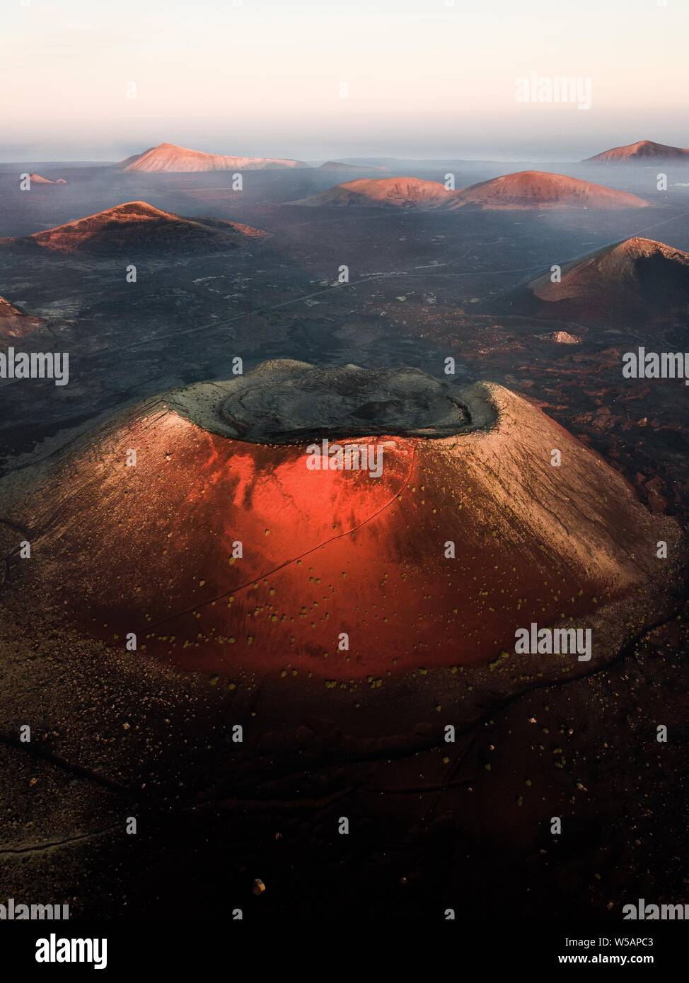Volcano Montana Colorada with sunrise volcano crater, fire mountains ...