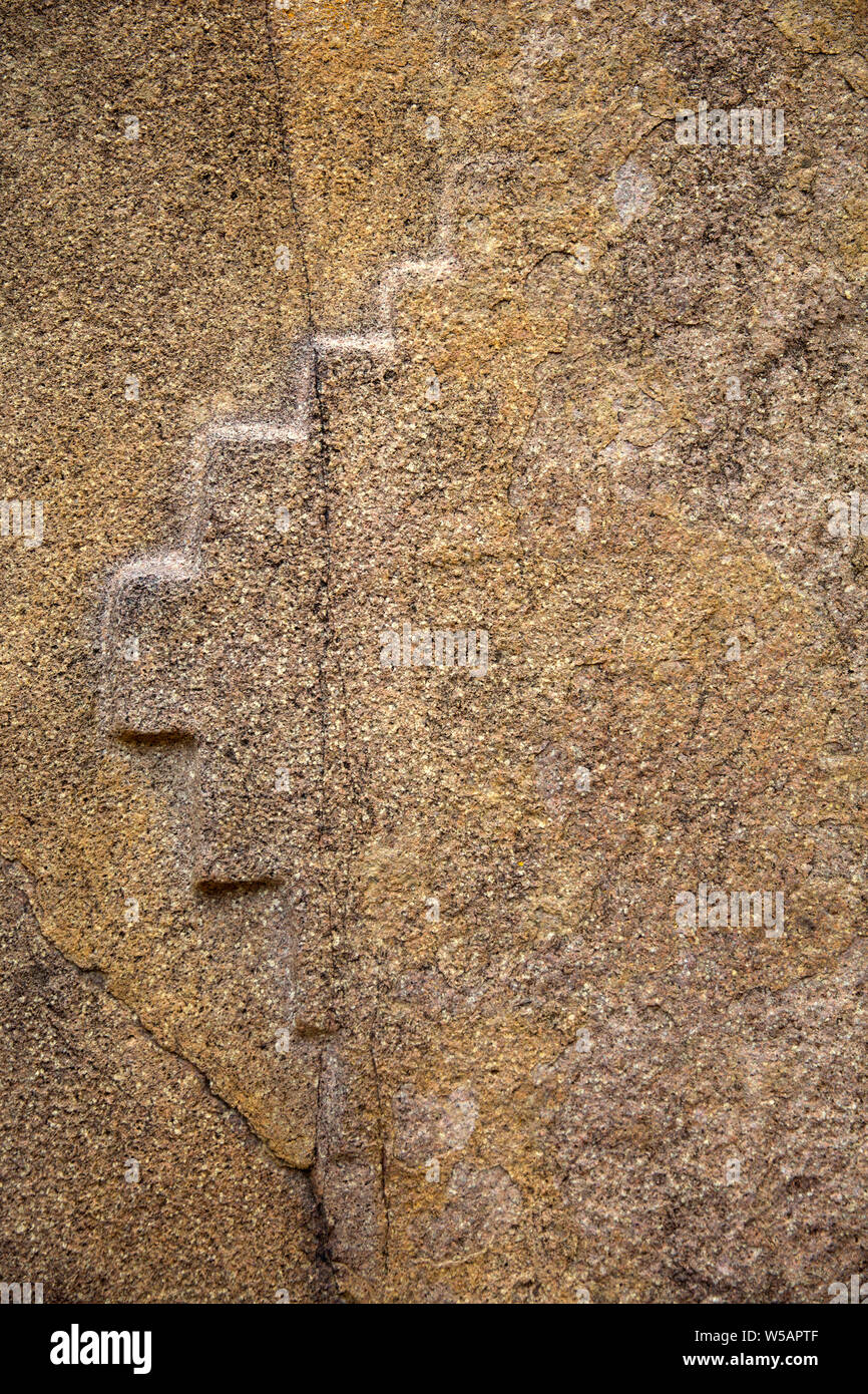 Inka cross of Chakana at Colossal Sanctuary of Ollantaytambo in Peru ...