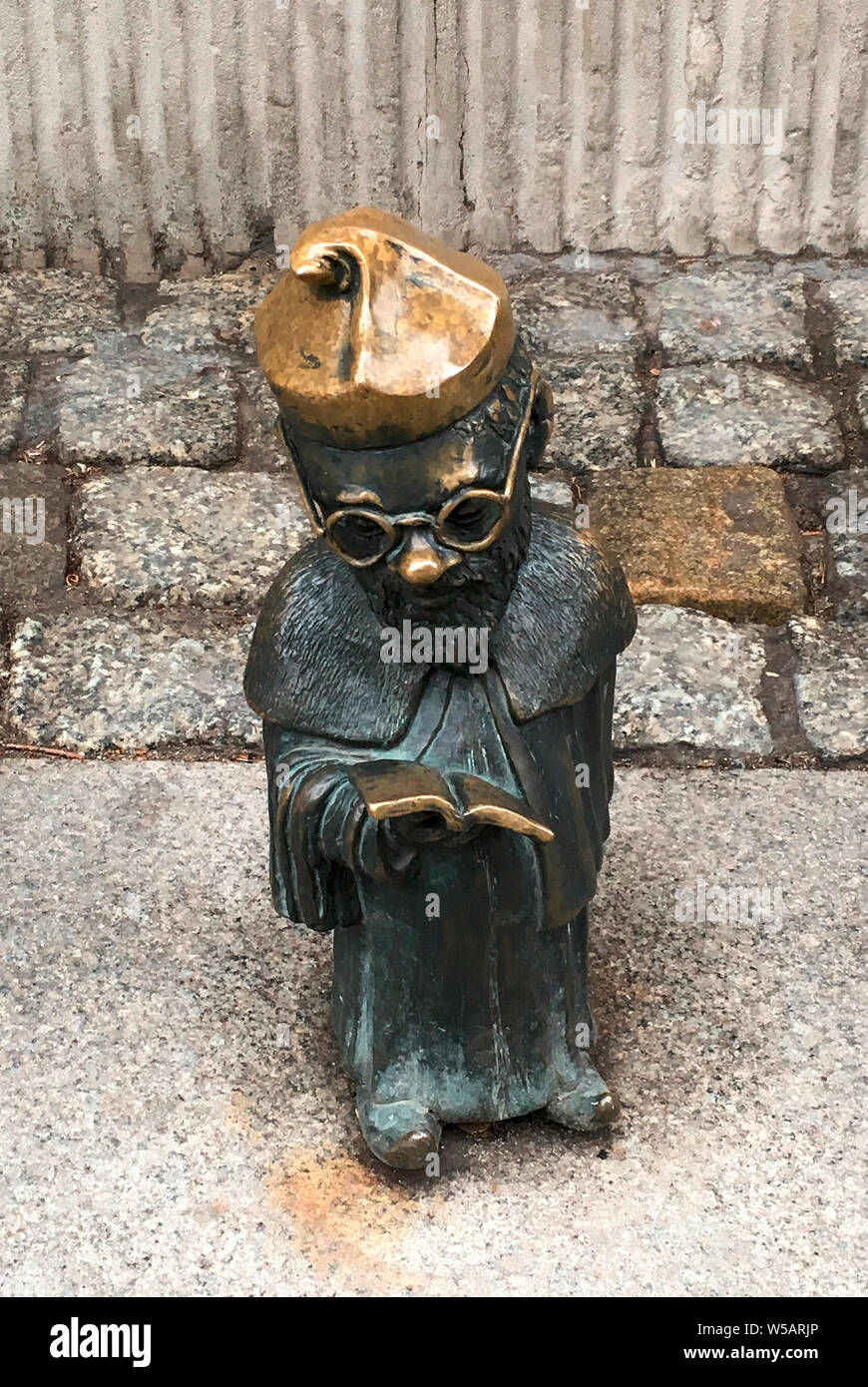 Small bronze statue Wroclaw dwarfs in the streets of the Polish city ...
