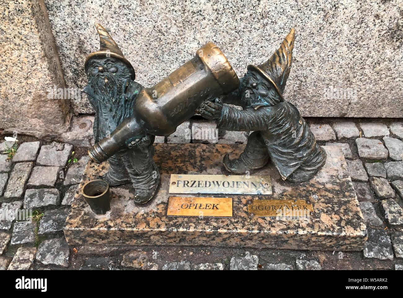 Small bronze statue Wroclaw dwarfs in the streets of the Polish city ...