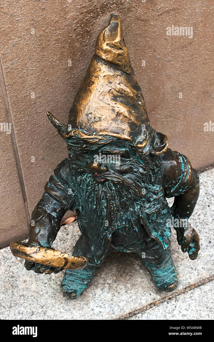 Small bronze statue Wroclaw dwarfs in the streets of the Polish city ...