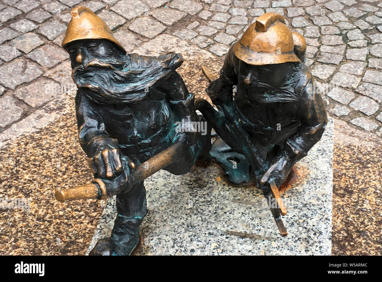 Small bronze statue Wroclaw dwarfs in the streets of the Polish city ...