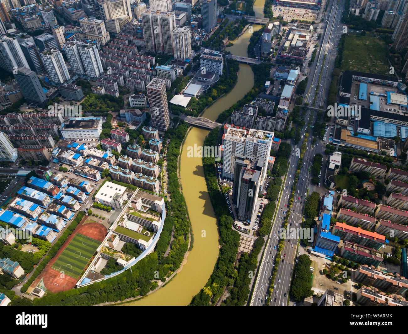 Aerial skyline of Nanning, the capital city of Guangxi province in ...