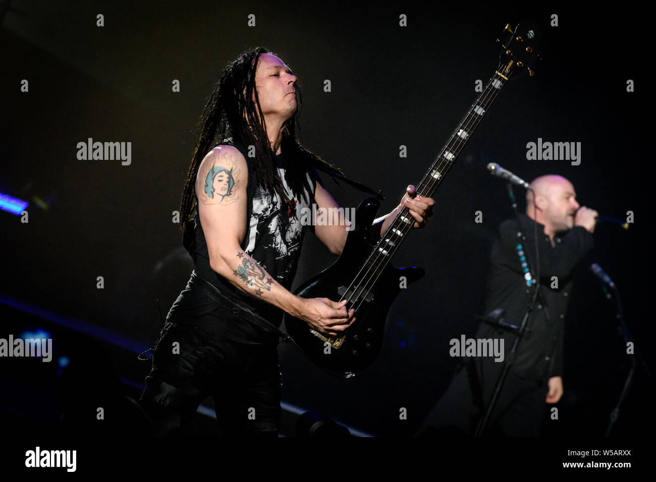 John Moyer a bassist and David Draiman a lead singer of Disturbed ...