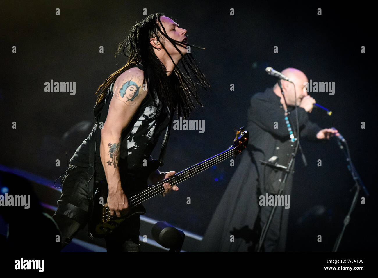 John Moyer a bassist and David Draiman a lead singer of Disturbed ...