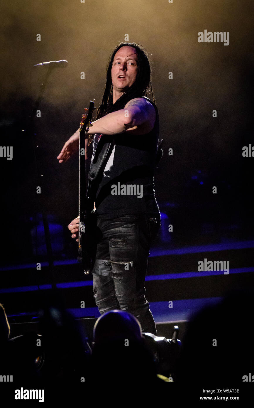 John Moyer a bassist of Disturbed American heavy metal band performed a ...